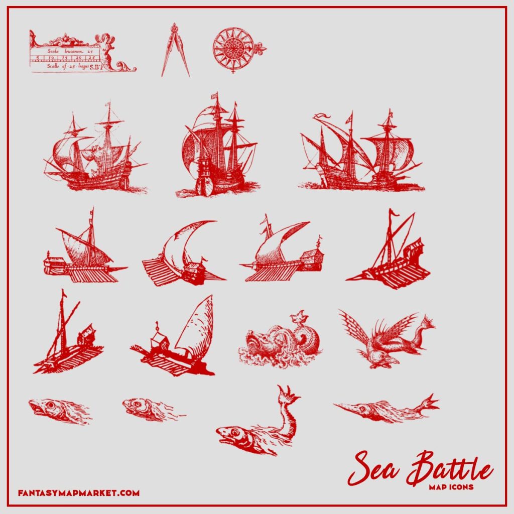 Buy Sea battle icons from the Fantasy Map Market